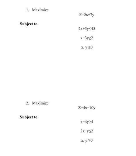 Solved 1 Maximize P5x7y Subject To 2x3y≤45x−3y≥2xy≥0 2