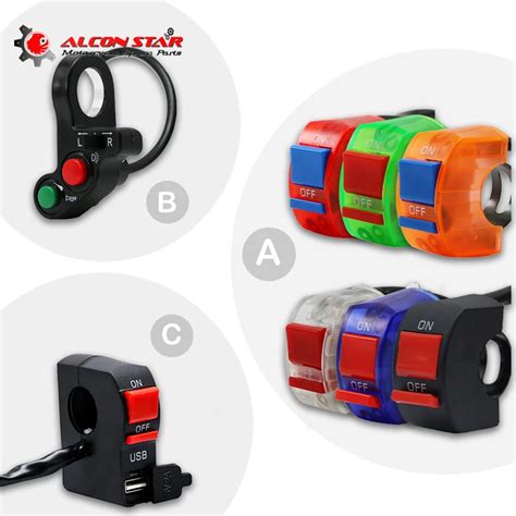 Alconstar 오토바이 오토바이 핸들 바 온오프 버튼 커넥터 푸시 스위치 Usb 라이트 혼다 야마하 Atv 자전거오토바이 스위치 Aliexpress