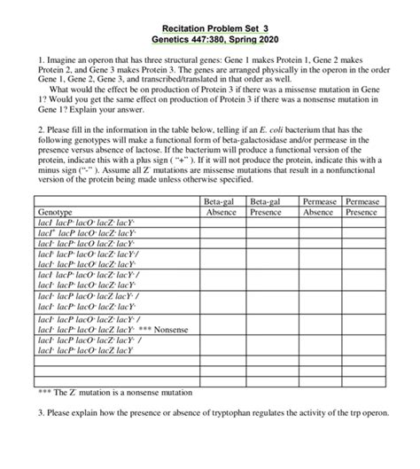 solved recitation problem set 3 genetics 447 380 spring