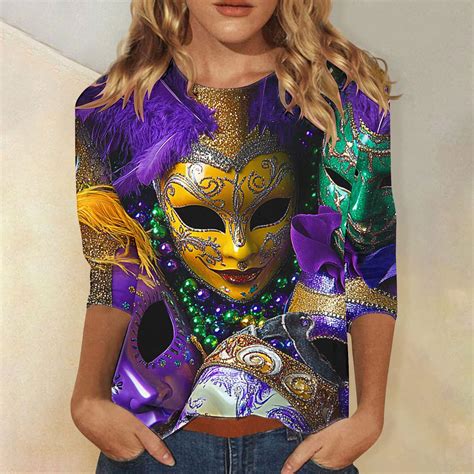 Soomlon Mardi Gras Shirts For Women Carnival Tops Tuesday Party 34