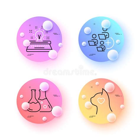Chemistry Lab Add Team And Typewriter Minimal Line Icons For Web Application Printing Vector