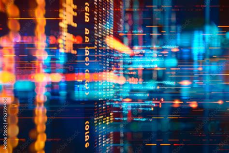 Binary Code Data Bit Screen Display On Laptop Computer Screen Matrix