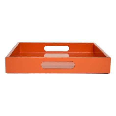Orange Lacquer Tray With Handles Coffee Table Tray Serving Trays