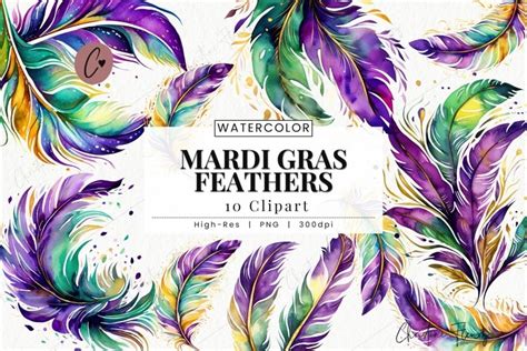 Watercolor Mardi Gras Feathers Clipart Mardi Gras Png