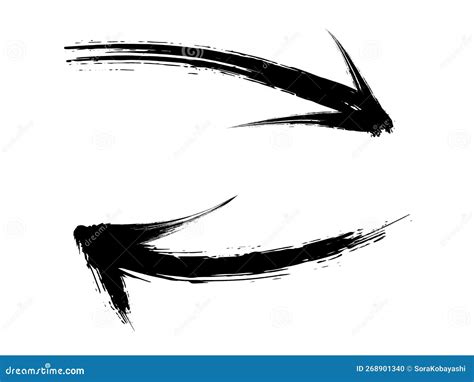 A Curved Arrow That Looks Like It Was Written With Ink And Brush Stock