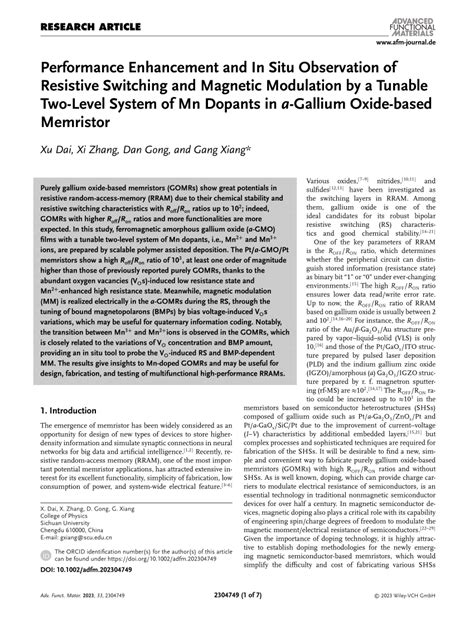 Performance Enhancement And In Situ Observation Of Resistive Switching