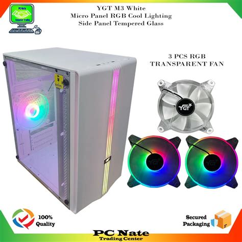 Ygt M3 Gaming Case Led Rgb Cool Lighting Tempered Glass Side Panel