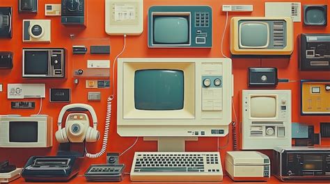 A Collage Depicting The Evolution Of Technology From Vintage Computers