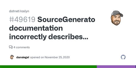 SourceGenerator Documentation Incorrectly Describes Generator Output Issue Dotnet