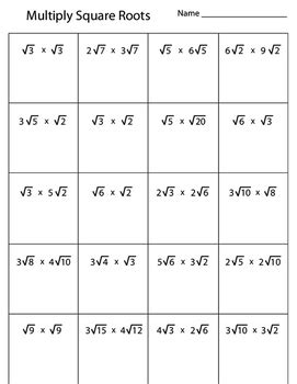 Multiplying Square Roots Worksheet By Kevin Wilda TPT