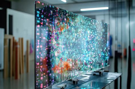 Modern Digital Screen Displaying Vibrant Data Visualization In A Contemporary Setting Stock