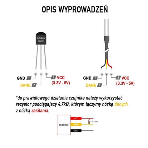 Czujnik Temperatury Ds18b20 Na Pcb Sonda Cyfrowa Dallas