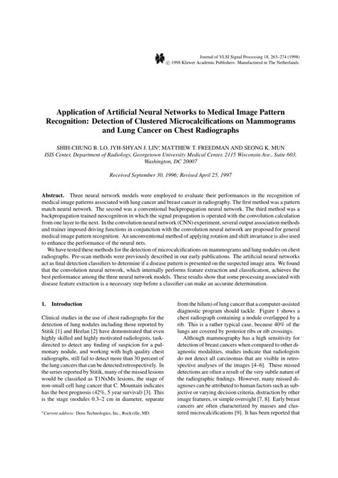 Pdf Application Of Artificial Neural Networks To Medical Image