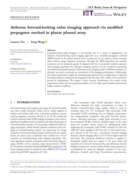 Pdf Airborne Forward‐looking Radar Imaging Approach Via Modified