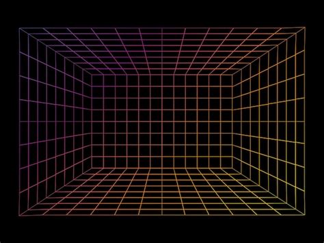Premium Vector 3d Wireframe Grid Room Abstract Perspective Geometric