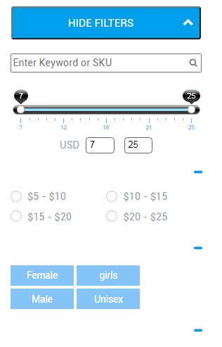 Hide Filters Button And Hide Filter By Title Click WBW Hide Filters Button