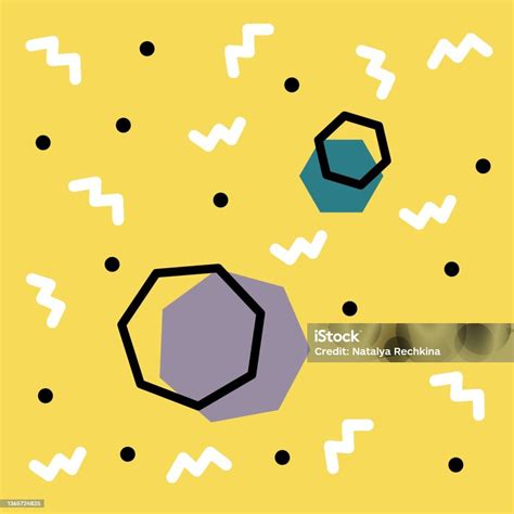 설계 프로젝트의 지오그래픽 스타일로 기하학적 모양의 정사각형 배경입니다 여러 가지 색상과 윤곽 간단한 모양 다각형 도트 지그재그 벡터 일러스트레이션 Eps10 0명에 대한