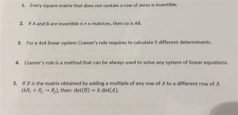 Solved 1 Every Square Matrix That Does Not Contain A Row Of