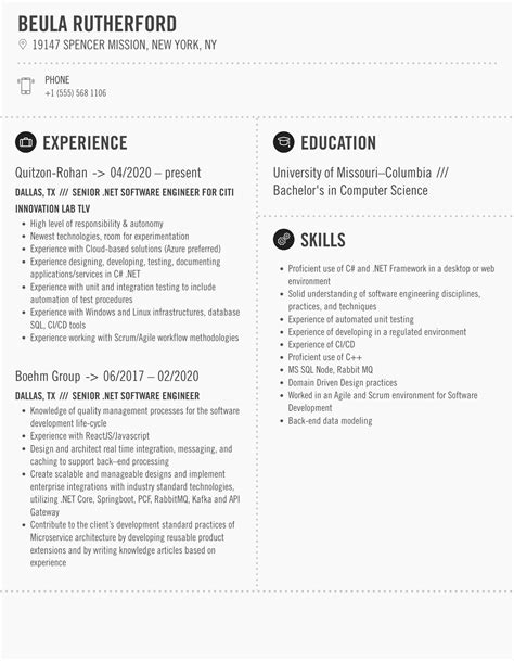 Senior Net Software Engineer Resume Samples Velvet Jobs