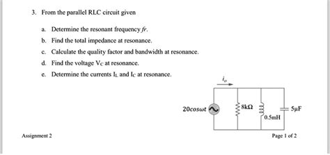solved from the parallel rlc circuit given a determine the resonant