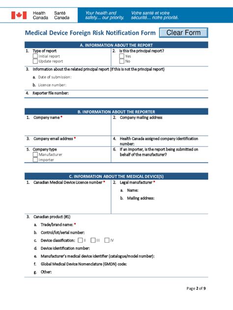 Fillable Online Medical Device Foreign Risk Notification Form For