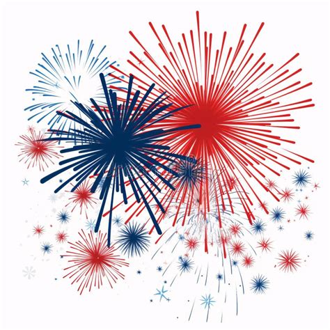 Red White And Blue Fireworks White Background