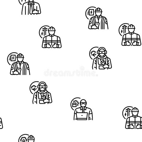 Repair Worker Engineer Man Vector Seamless Pattern Stock Vector Illustration Of Work Icons