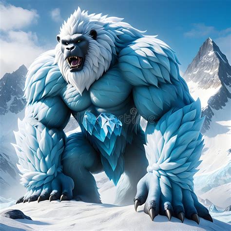 Glacial Yeti As A Fantasy Game Asset Or Concept Art Stock Illustration