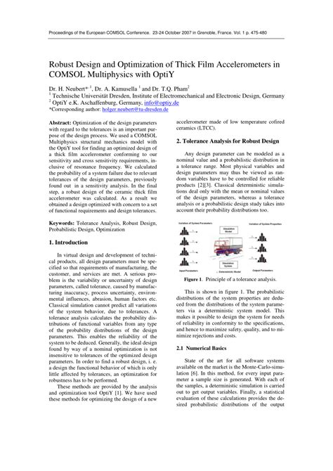 Pdf Robust Design And Optimization Of Thick Film Accelerometers In Comsol Multiphysics With Optiy
