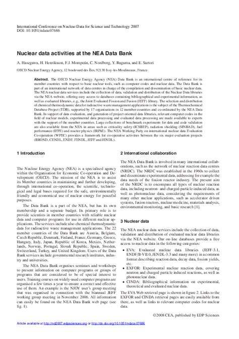 Pdf Nuclear Data Activities At The Nea Data Bank Y Rugama