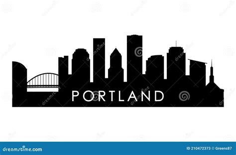Portland Skyline Silhouette Stock Vector Illustration Of Postcard