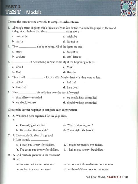Part 3 Test Modals Pdf