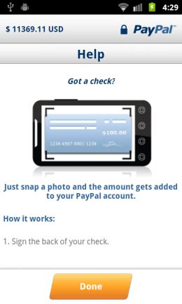 Paypal For Android Now Lets You Deposit Checks With A Picture Android Central