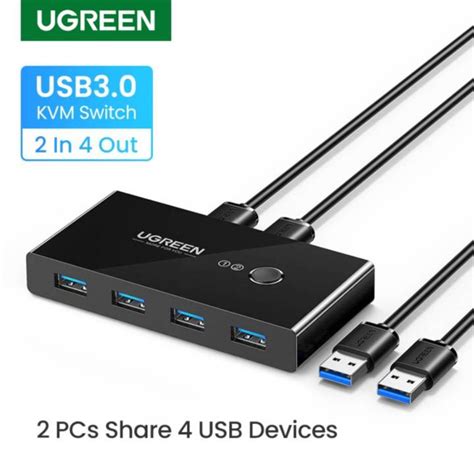 Ugreen รุ่น30768 Hub Usb3 0 Switch Selector 4port 2computers Peripheral Switcher Adapter Hub