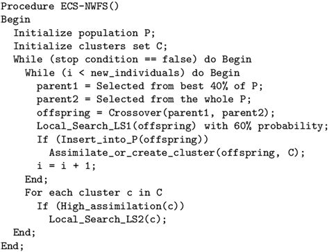 pseudo code for the ecs algorithm download scientific diagram