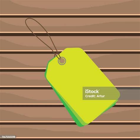 Rectangle Shaped Label Attached By Black String On Colorful Background Small Empty Badge