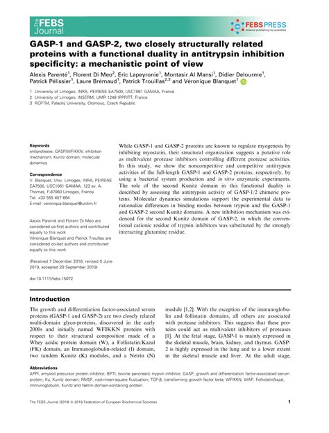 Pdf Gasp 1 And Gasp 2 Two Closely Structural Related Proteins With A