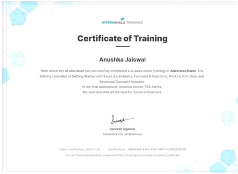 Anushka Jaiswal On Linkedin Quality Internshala Excel