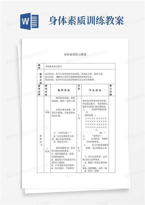 身体素质练习教案Word模板下载 熊猫办公