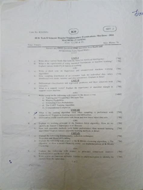 Machine Learing R20 Qp Pdf Machine Learning Cluster Analysis