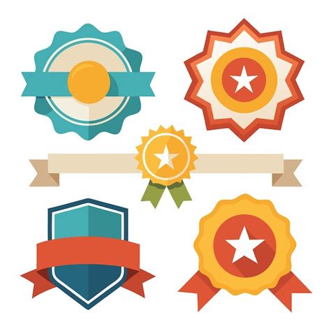 Набор значков Flat Design Award Премиум Ai сгенерированный вектор