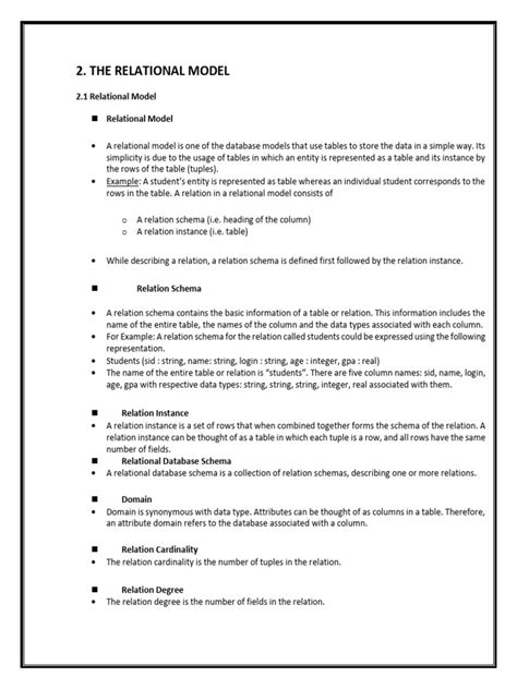 unit2 pdf relational database relational model