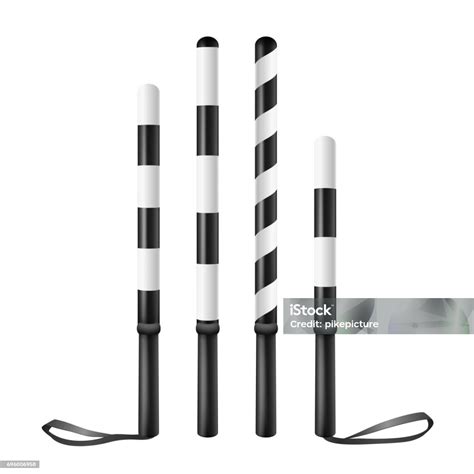 경찰 배 턴 벡터입니다 레 귤 레이 션 장비입니다 교통 경찰 스틱입니다 그림 흰색 절연 3차원 형태에 대한 스톡 벡터 아트 및 기타 이미지 Istock