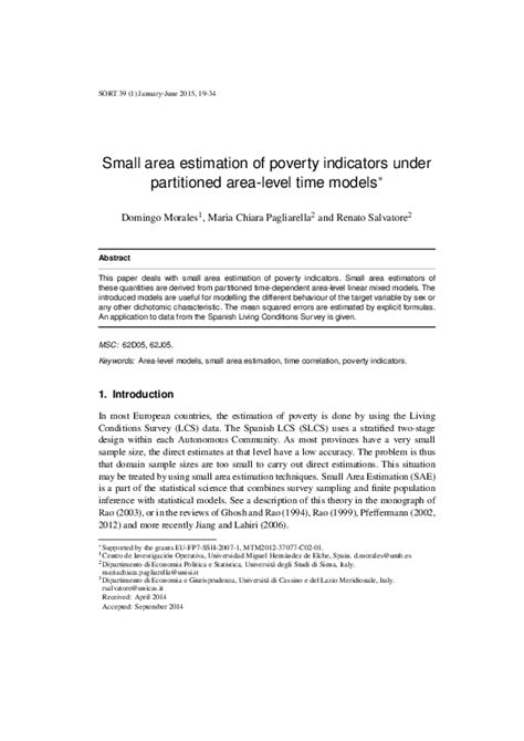 Pdf Small Area Estimation Of Poverty Indicators Under Partitioned