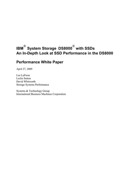 Ibm System Storage Ds8000 With Ssds An In Depth Look At Ssd Performance In The Ds8000 Pdf