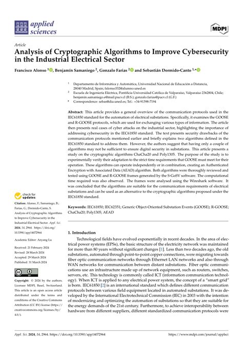 Pdf Analysis Of Cryptographic Algorithms To Improve Cybersecurity In