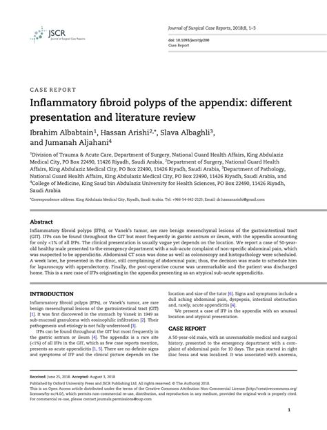 Pdf Inflammatory Fibroid Polyps Of The Appendix Different Presentation And Literature Review