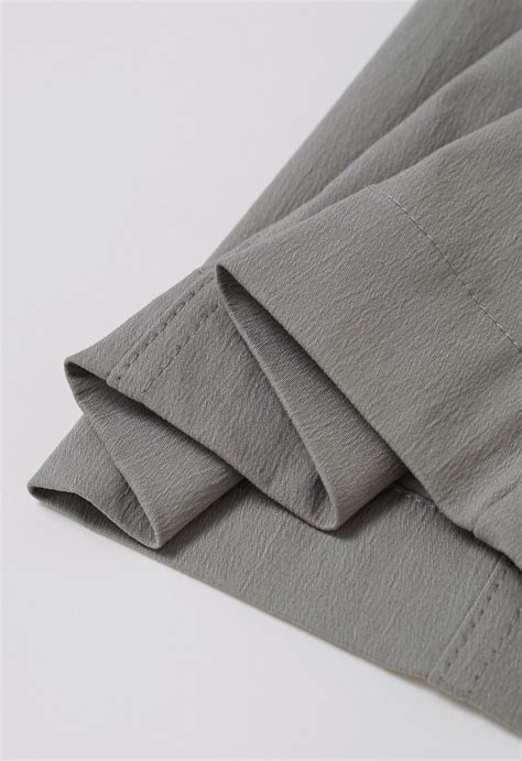 Side Patch Pockets Wide Leg Pants In Grey Retro Indie And Unique Fashion