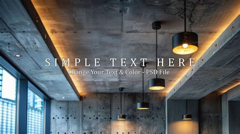 Premium Psd Modern Interior Design With Concrete Ceiling And Pendant