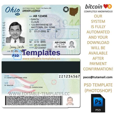 Driving License Template Photoshop File Instant Delivery